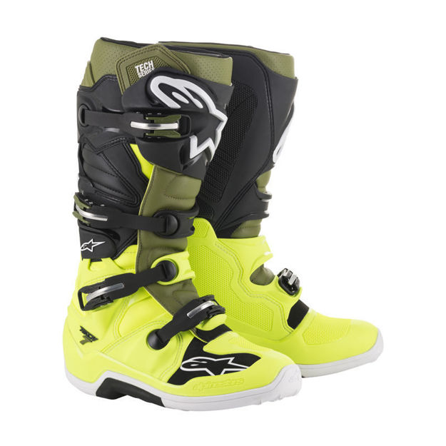 מגפי שטח TECH 7 ירוק זית/צהוב | אבזריון אביזרים לרוכב